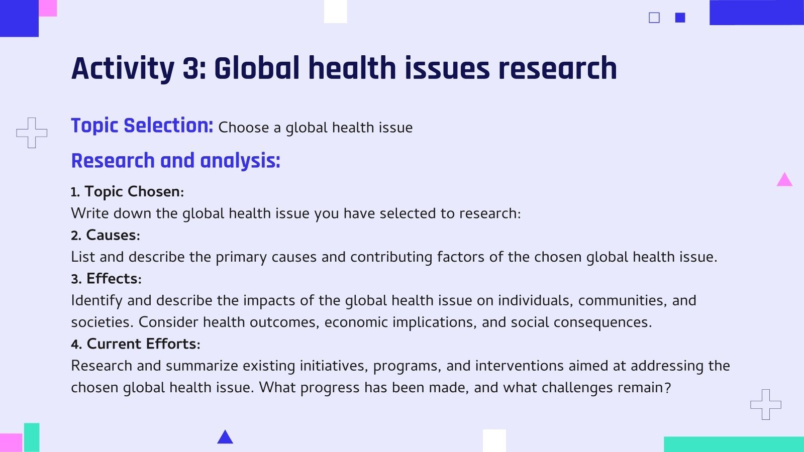World Health Day Activities for High School Presentation