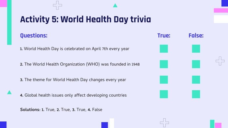 World Health Day Activities for High School Presentation