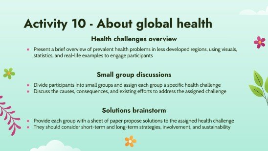 World Health Day Activities for High School Presentation