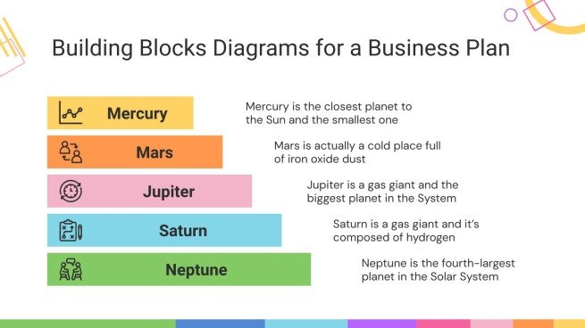 Building Blocks Diagrams for a Business Plan Presentation