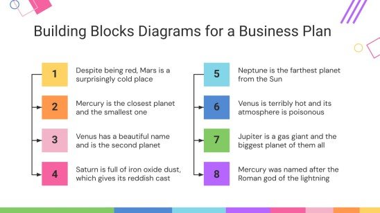 Building Blocks Diagrams for a Business Plan Presentation