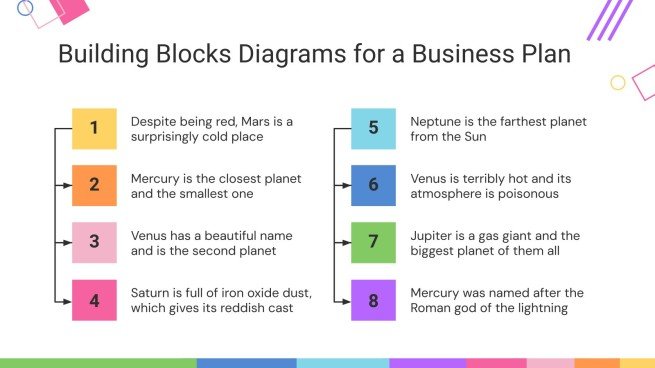 Building Blocks Diagrams for a Business Plan Presentation