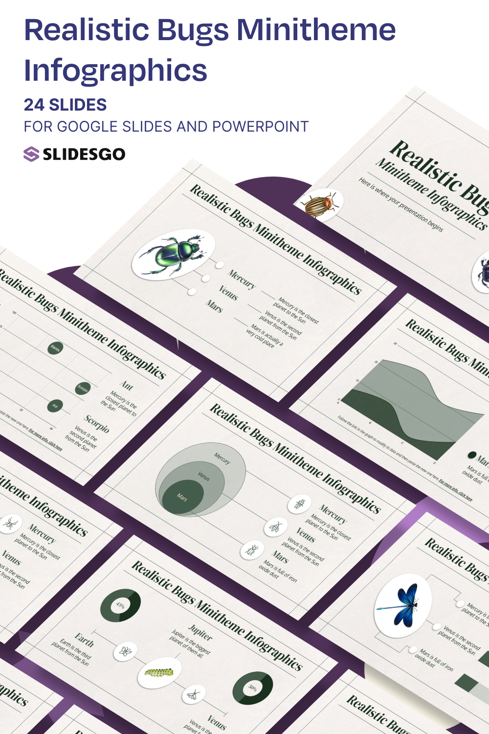 Realistic Bugs Minitheme Infographics Template