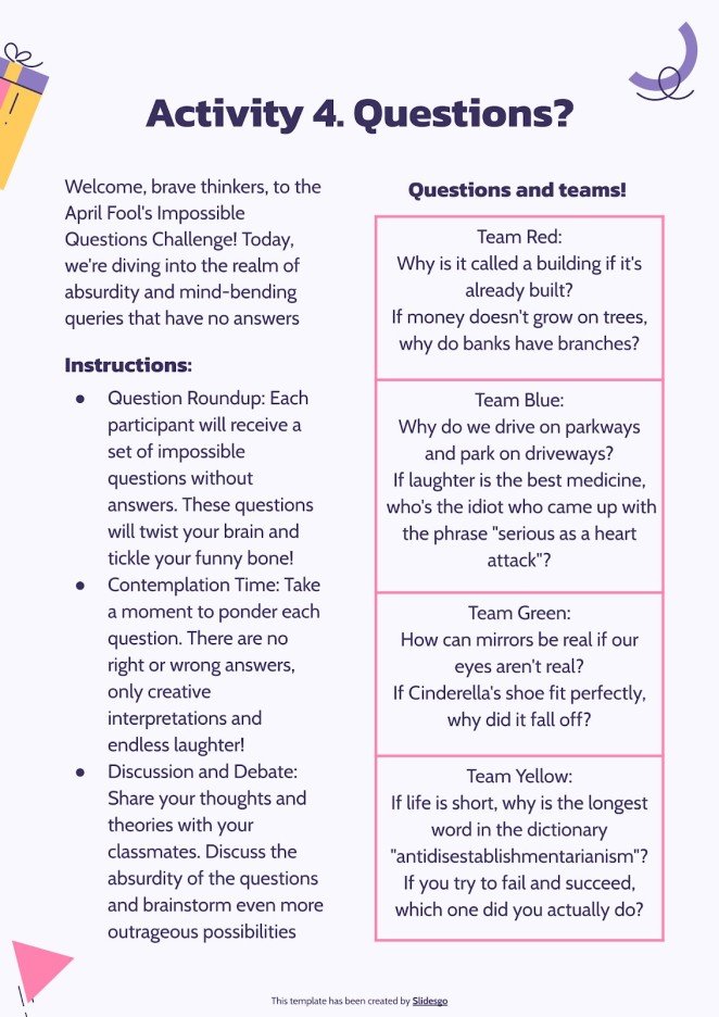 Fun Middle School Activities for April Fools' Day