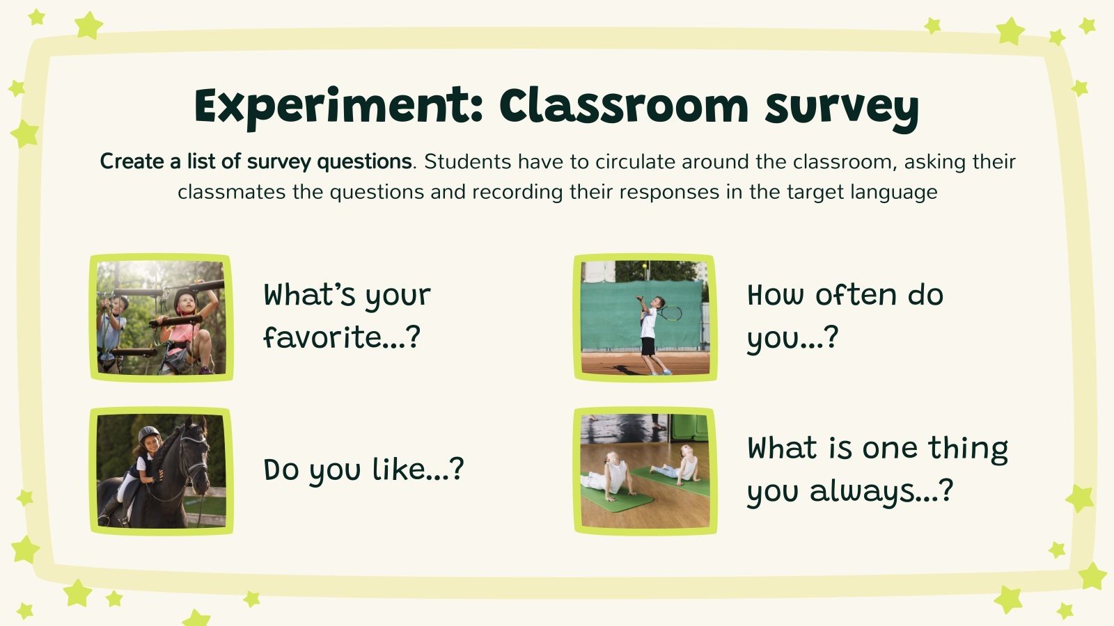 Sports and Leisure Activities Vocabulary - 4th Grade