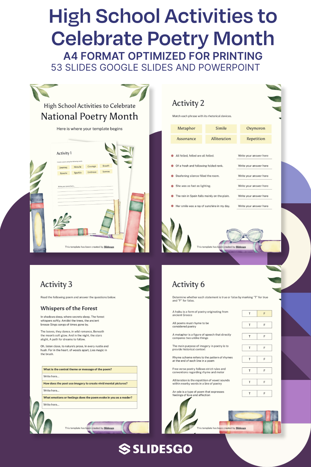 High School Activities to Celebrate National Poetry Month