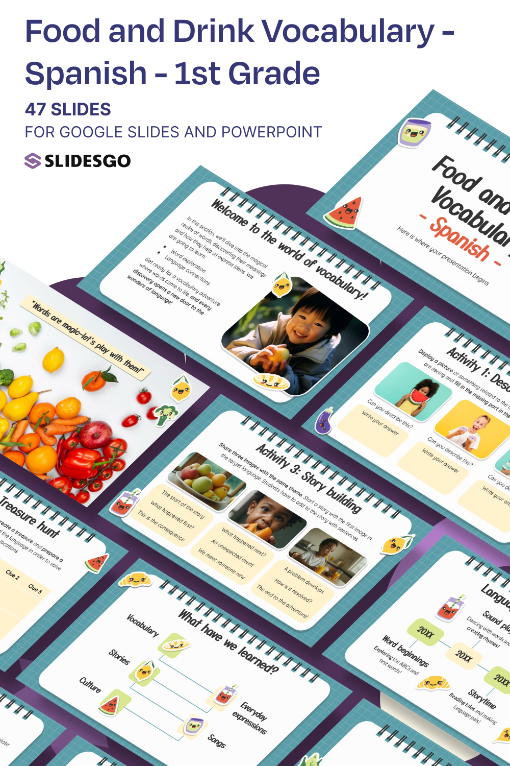 Food and Drink Vocabulary - Spanish - 1st Grade Presentation