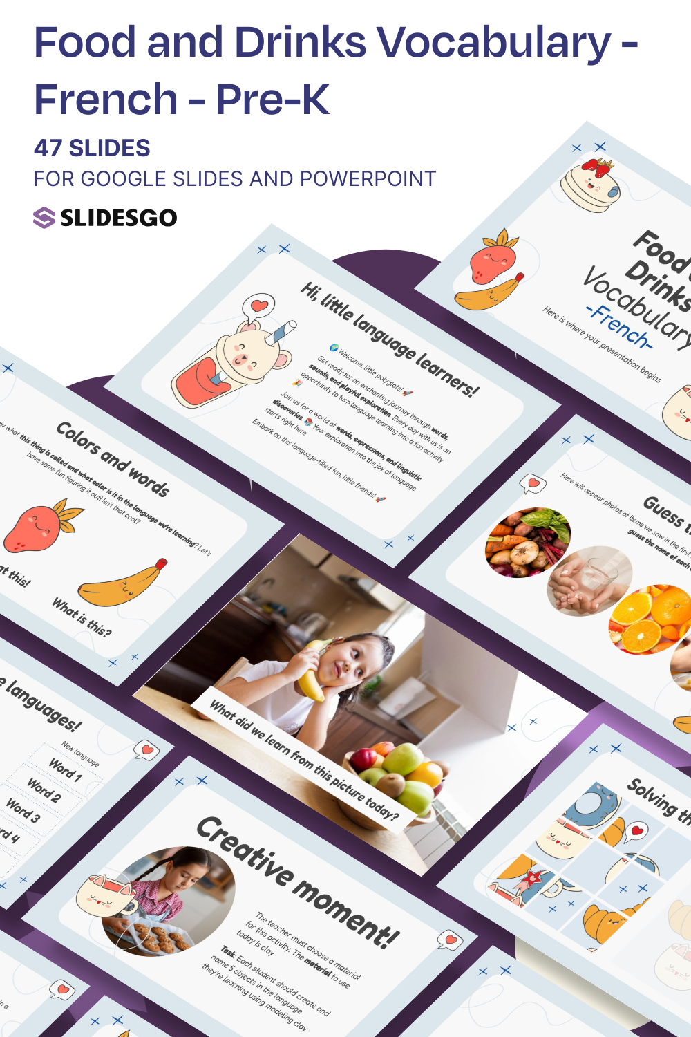Food and Drinks Vocabulary - French - Pre-K Presentation