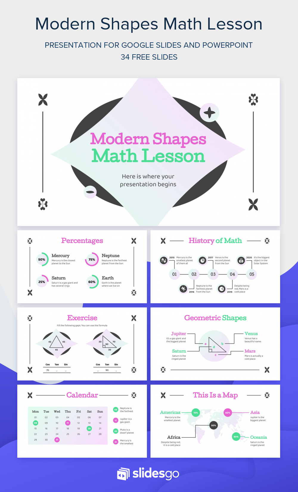Modern Shapes Math Lesson | Google Slides & PPT template