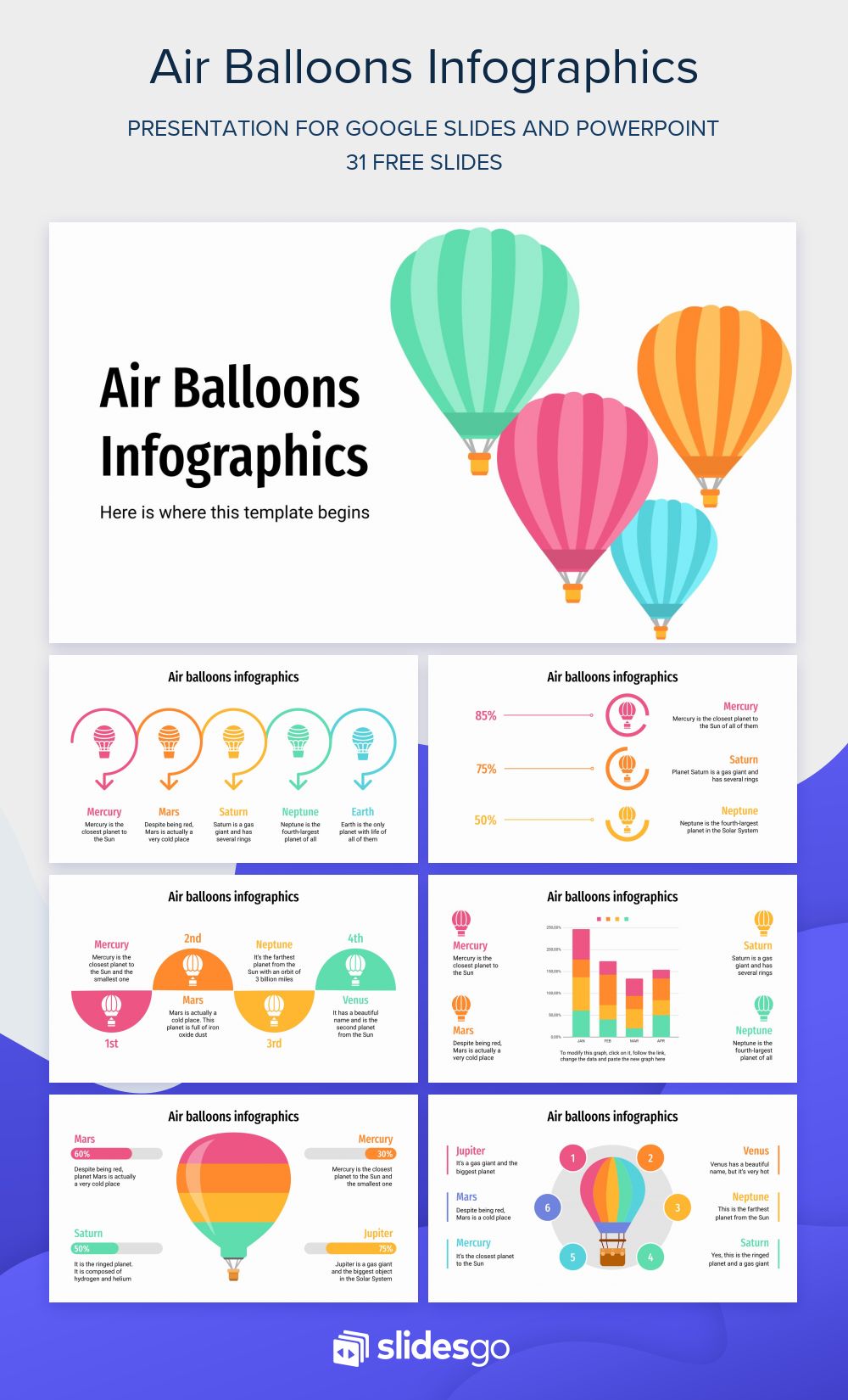 Air Balloons Infographics | Google Slides and PPT theme
