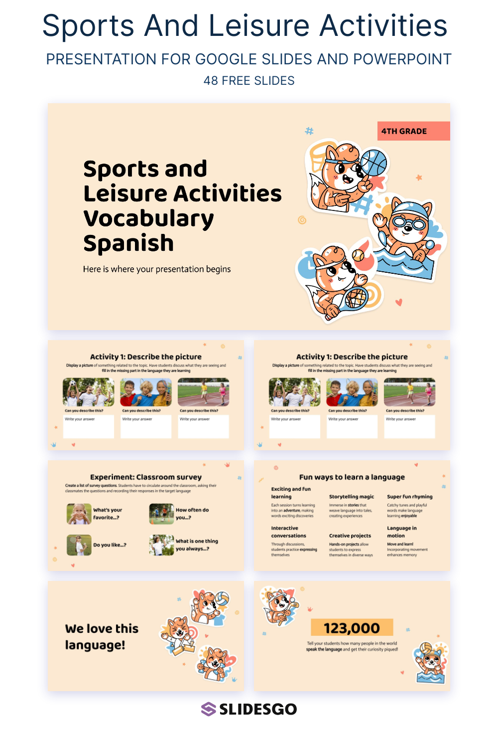 Sports and Leisure Activities Vocabulary - 4th Grade