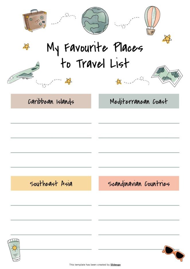 My Favourite Places to Travel List Presentation