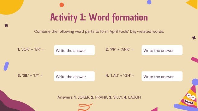 Fun Pre-K Activities for April Fools' Day Presentation