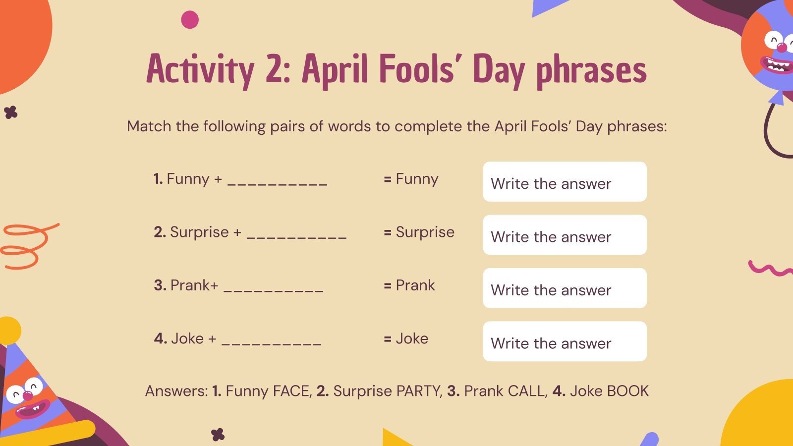 Fun Pre-K Activities for April Fools' Day Presentation