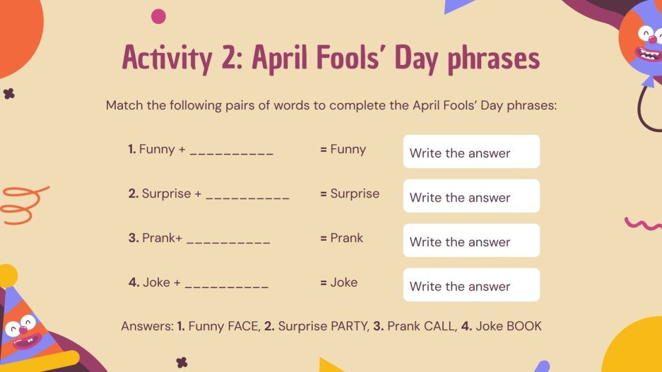 Fun Pre-K Activities for April Fools' Day Presentation