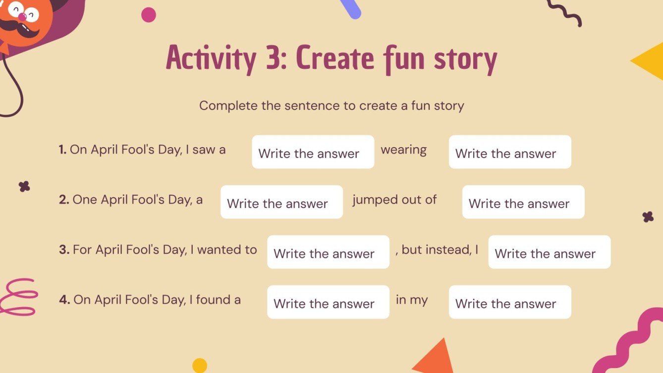 Fun Pre-K Activities for April Fools' Day Presentation