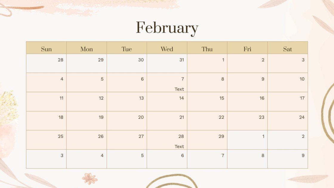 Watercolor Calendar Template