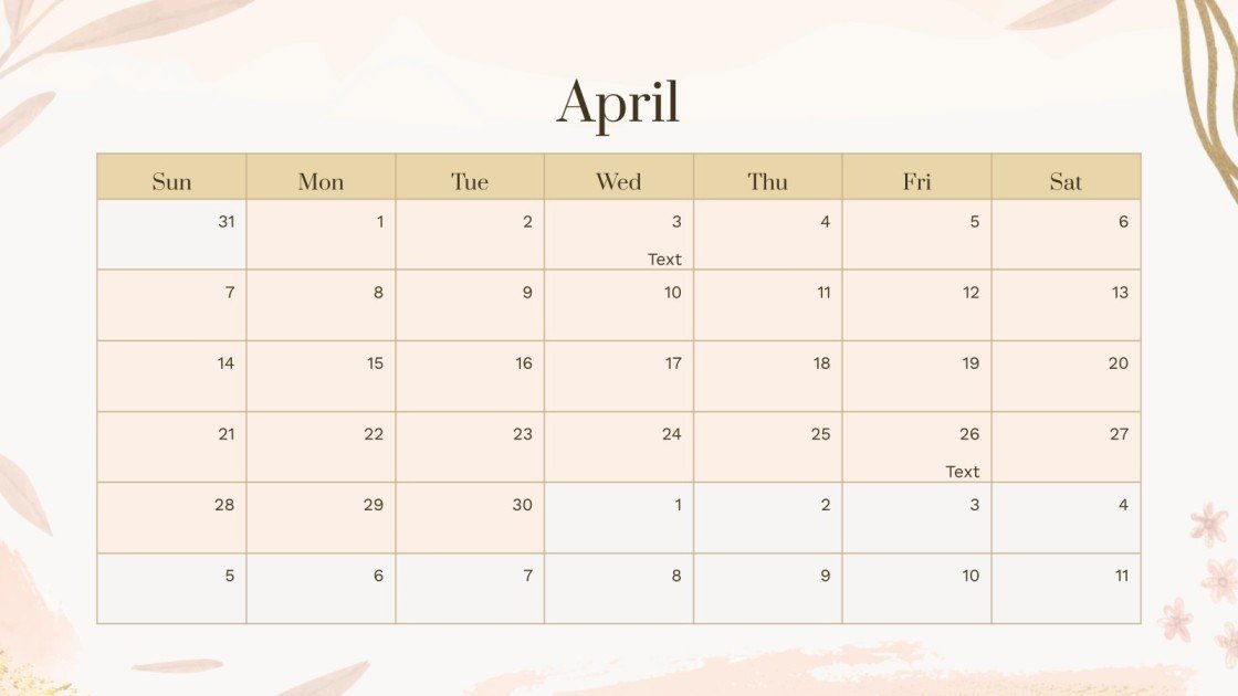 Watercolor Calendar Template
