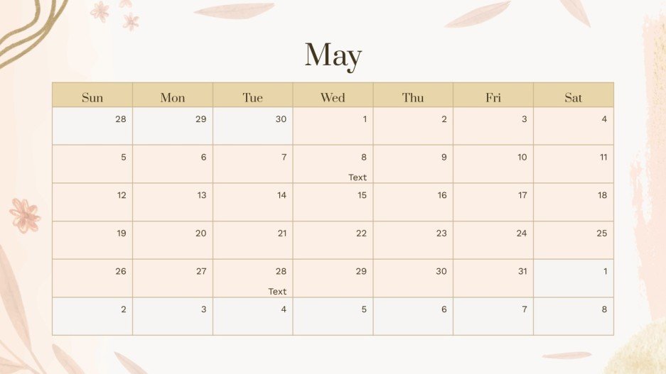 Watercolor Calendar Template