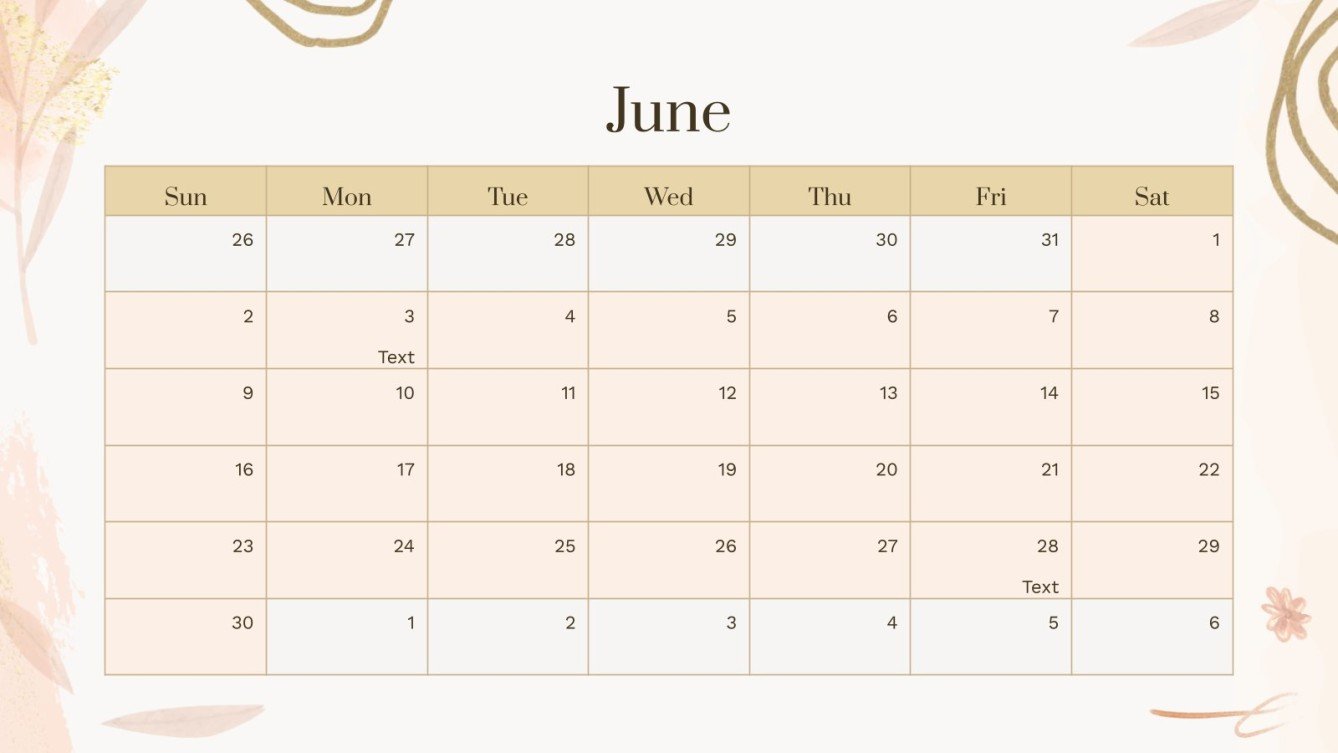 Watercolor Calendar Template