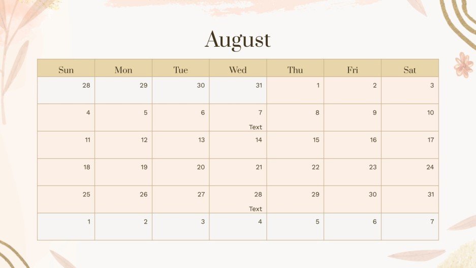 Watercolor Calendar Template