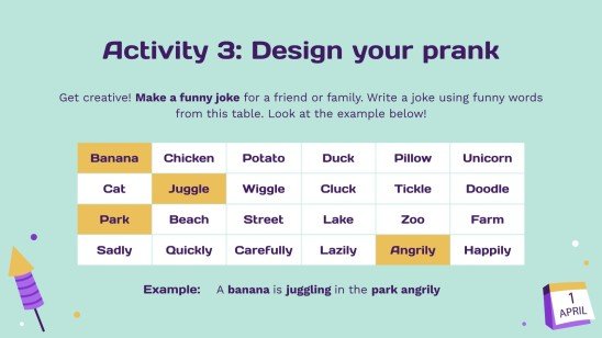 Fun Elementary Activities for April Fools' Day Presentation