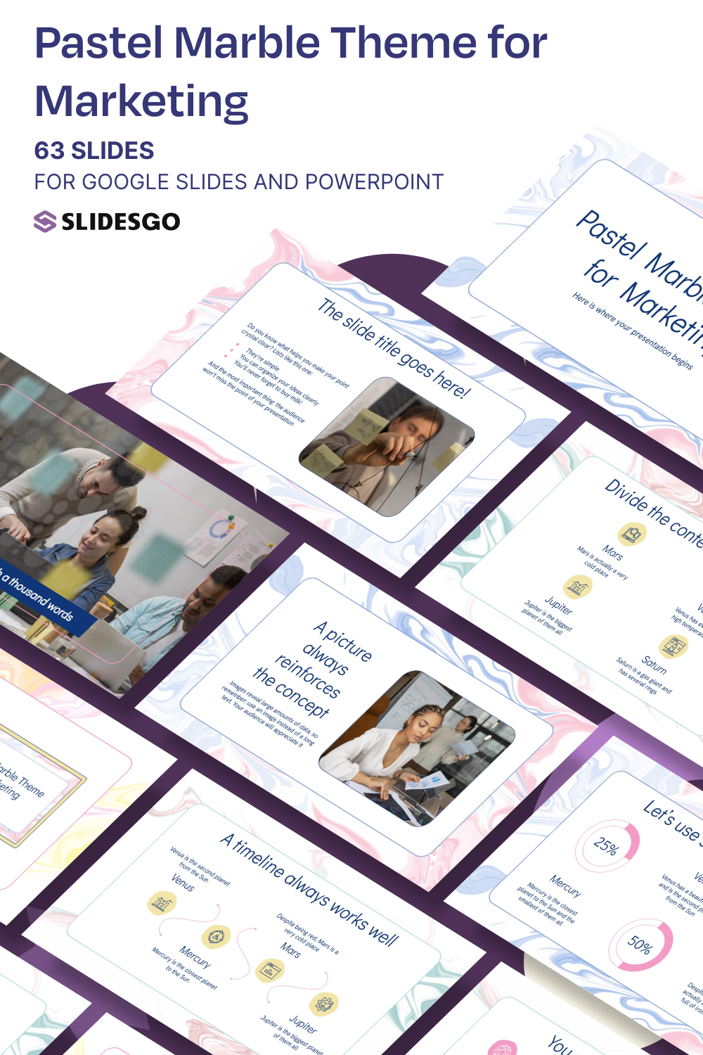 Pastel Marble Theme for Marketing Presentation