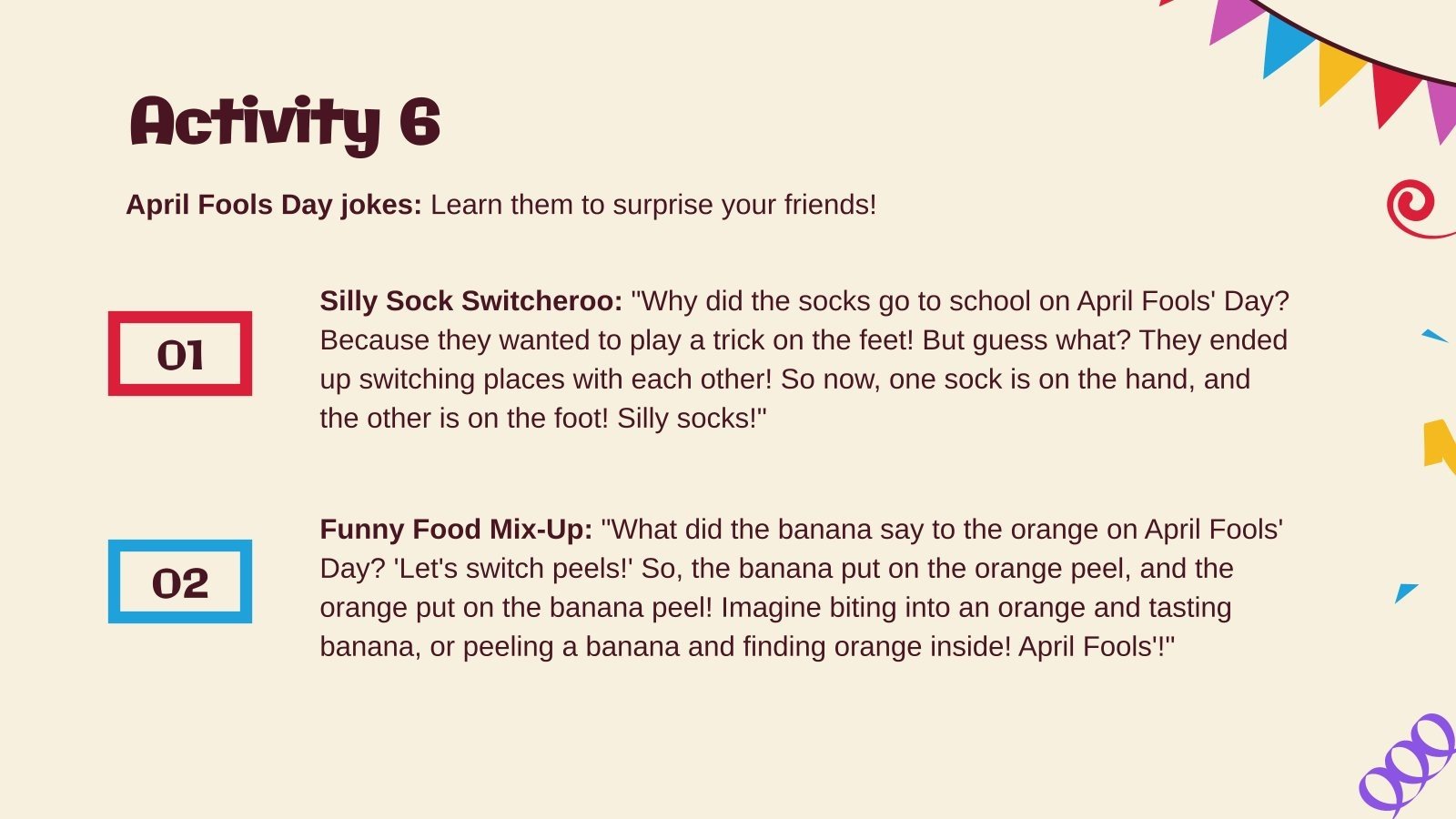 Fun Elementary Activities for April Fools' Day Presentation