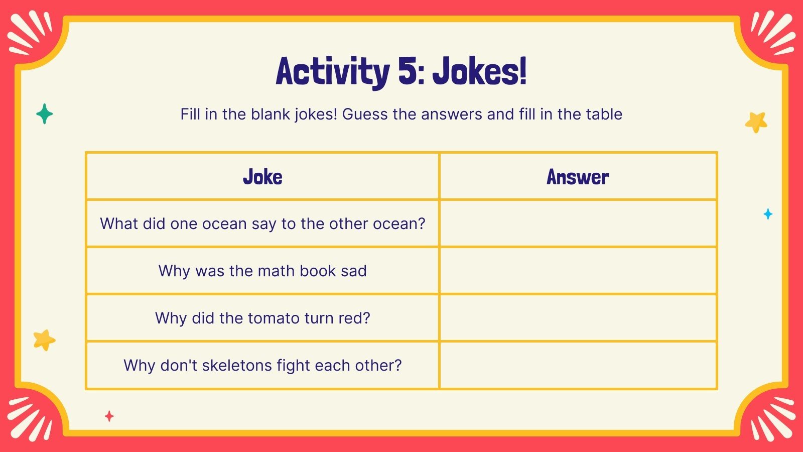 Fun Elementary Activities for April Fools' Day Presentation