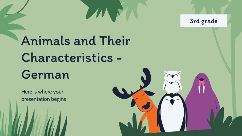 Os animais e suas características - Alemão - 3.º ano