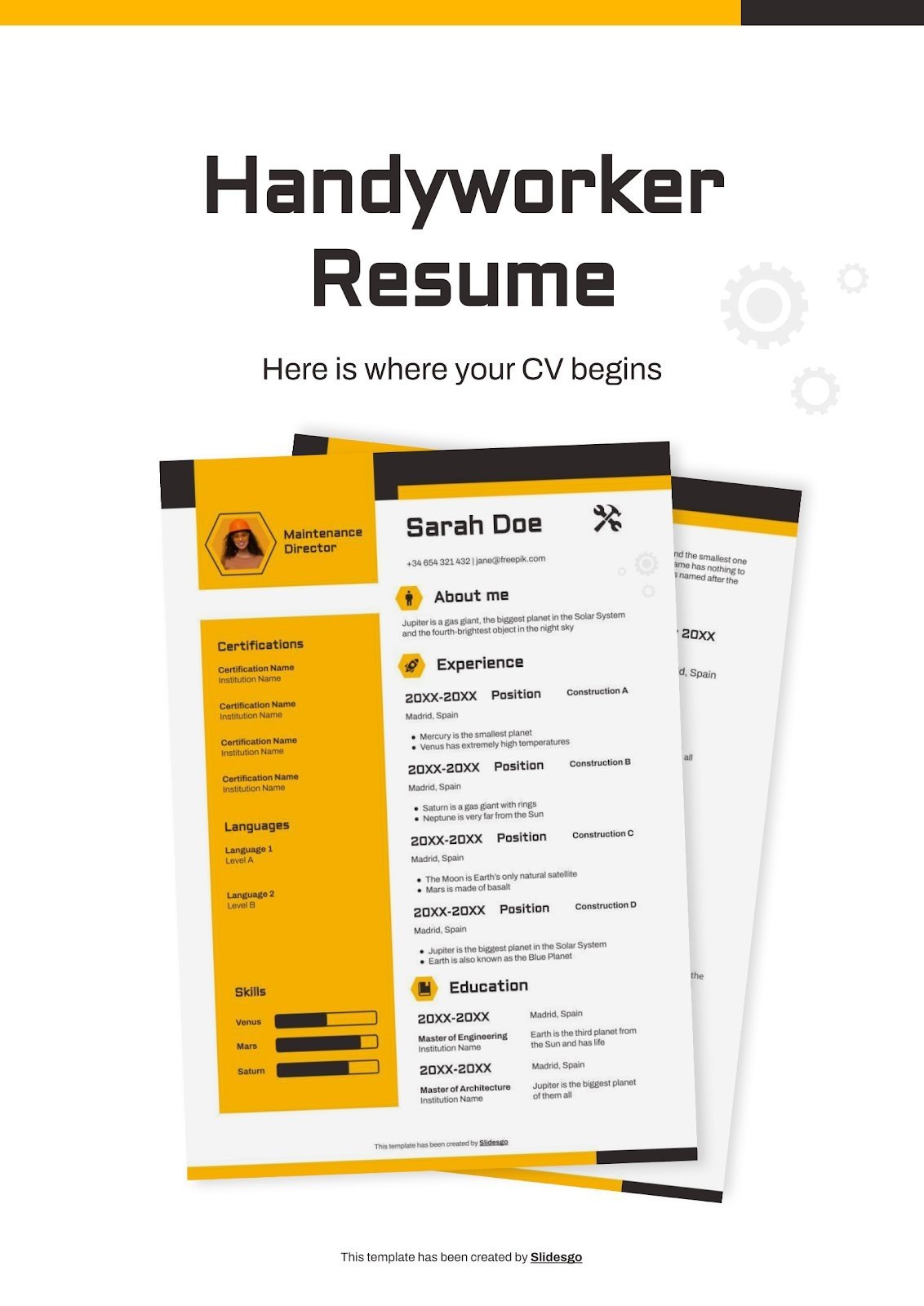 Handyworker Resume Presentation