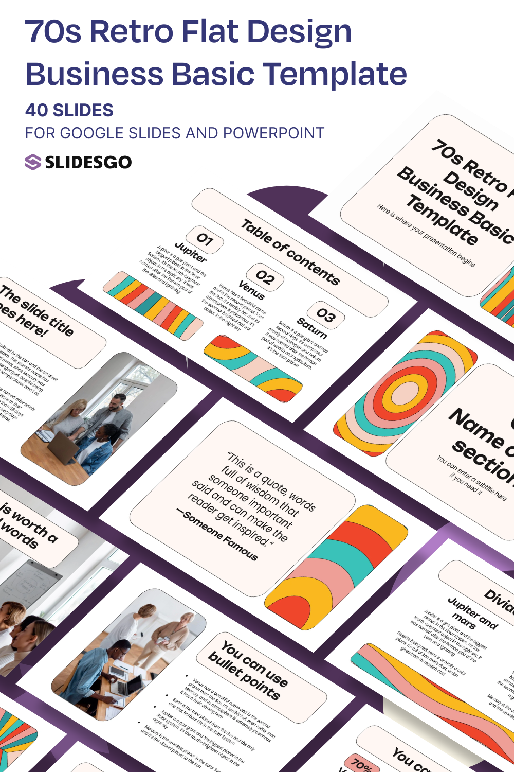 70s Retro Flat Design Business Basic Template Presentation