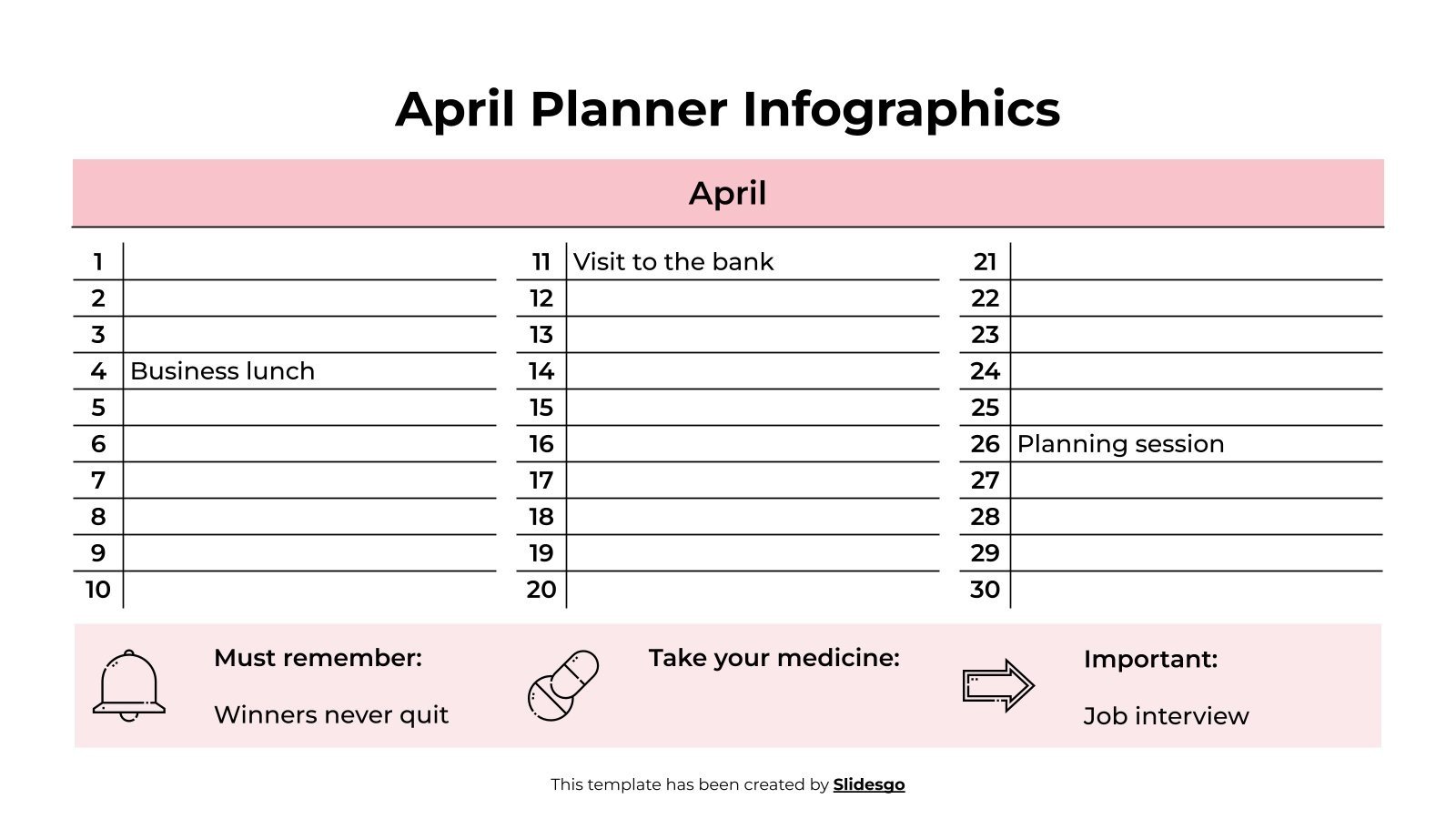 April Planner Infographics Template