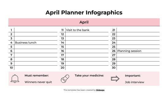 April Planner Infographics Template