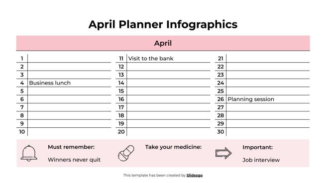 April Planner Infographics Template