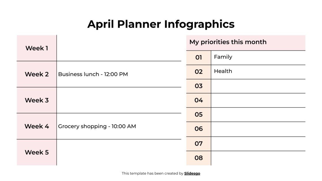 April Planner Infographics Template