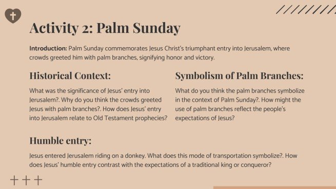 Holy Week Activities for High School Presentation