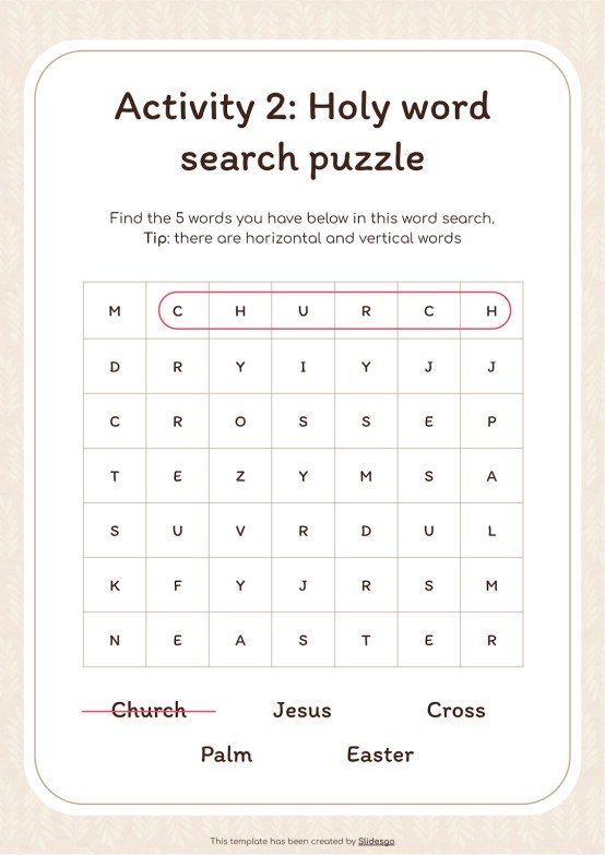 Holy Week Activities for Elementary Presentation