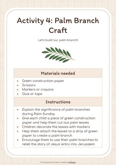 Holy Week Activities for Elementary Presentation