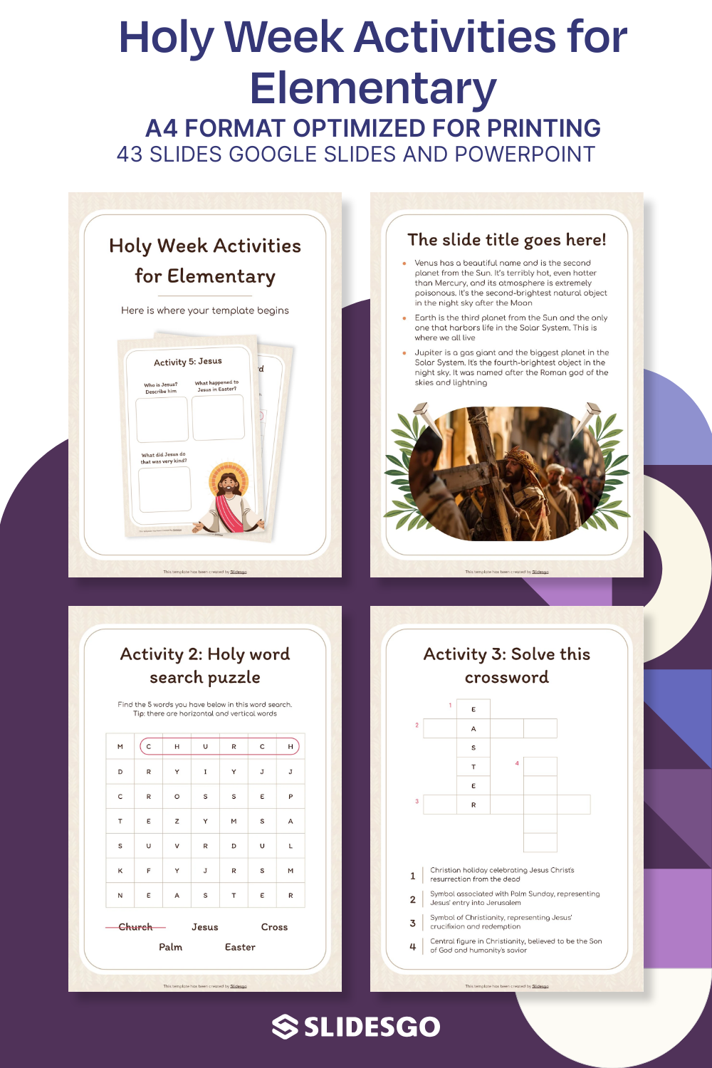 Holy Week Activities for Elementary Presentation