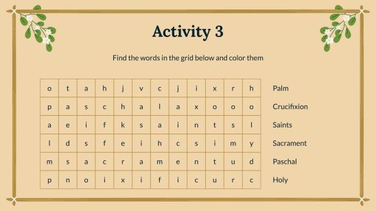 Holy Week Activities for Middle School Presentation