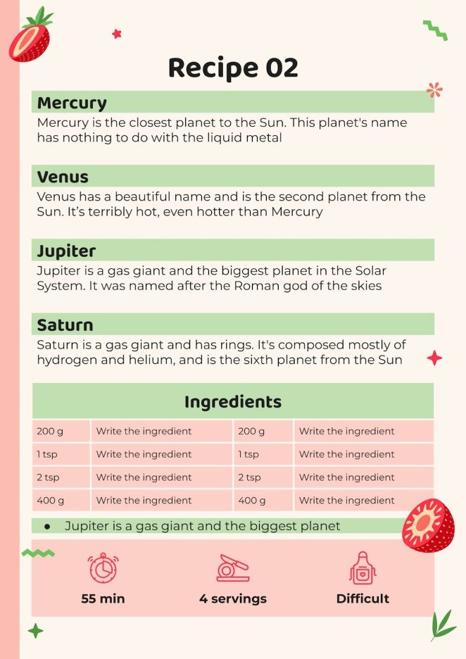 Strawberry Recipes Cookbook Presentation