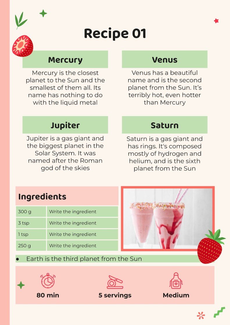 Strawberry Recipes Cookbook Presentation