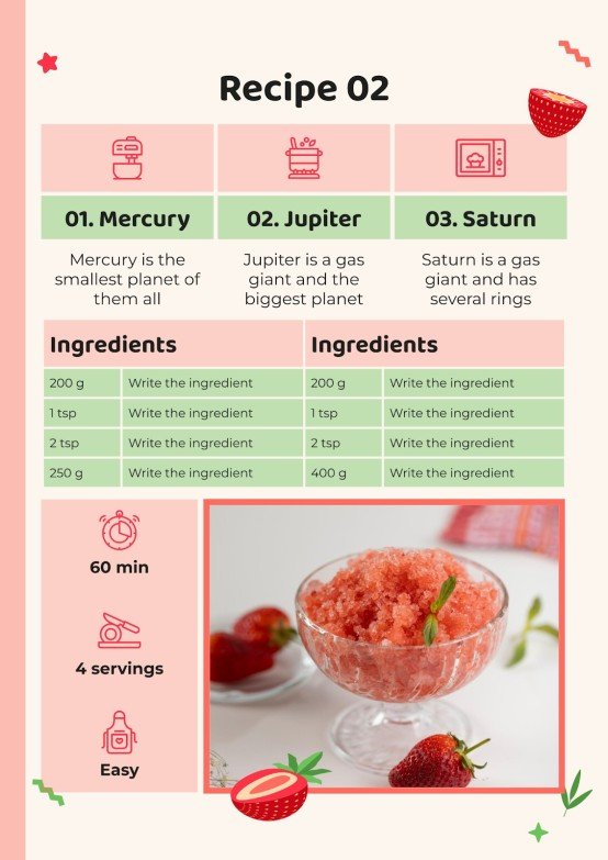 Strawberry Recipes Cookbook Presentation