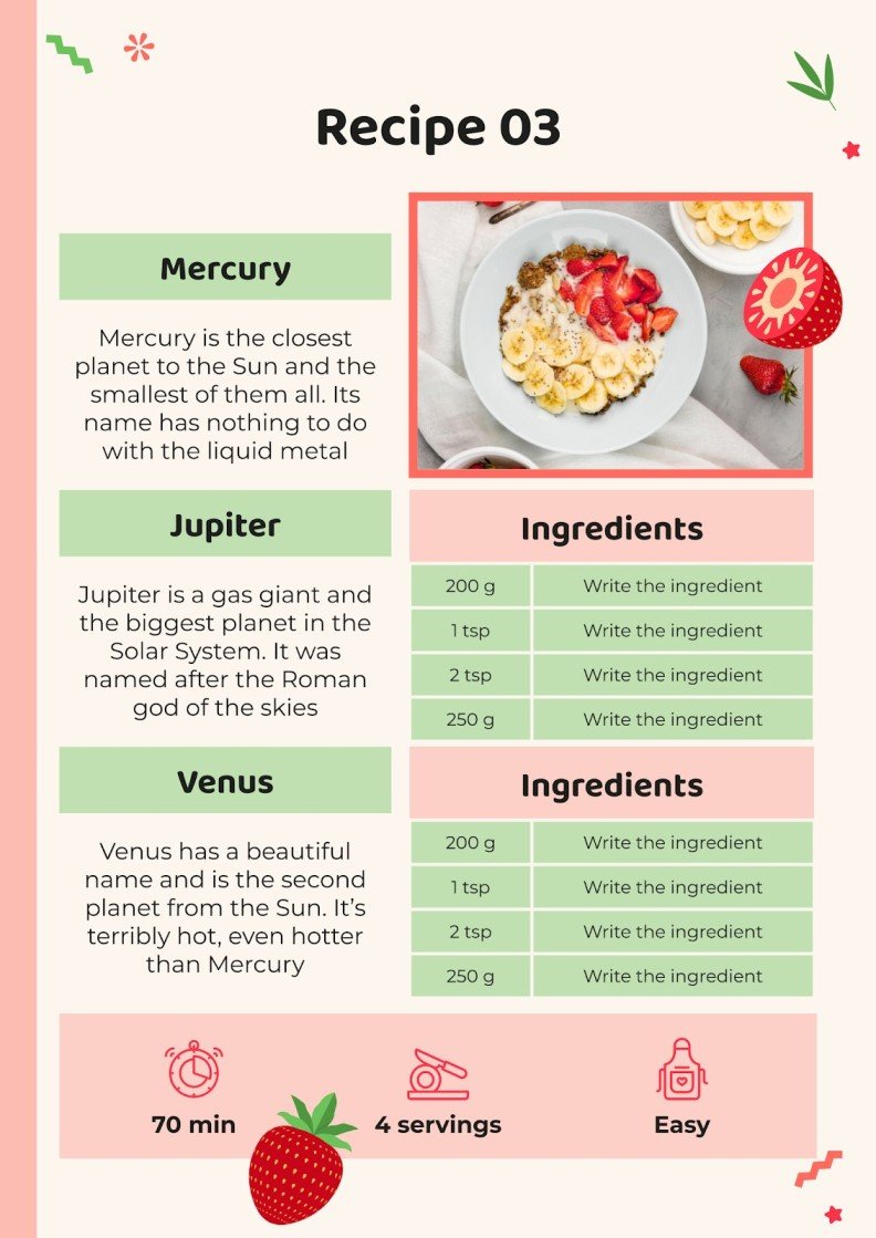 Strawberry Recipes Cookbook Presentation