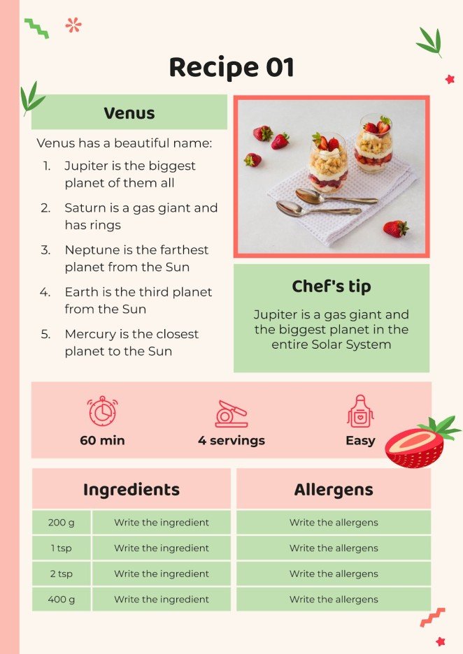 Presentación Libro de recetas con fresas