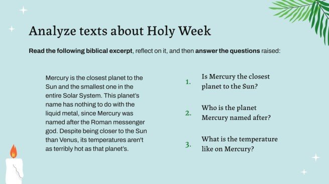 Holy Week Activities for High School Presentation