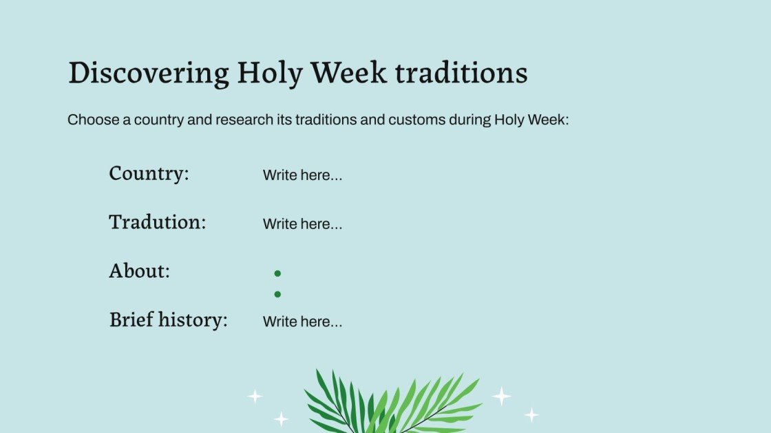 Holy Week Activities for High School Presentation