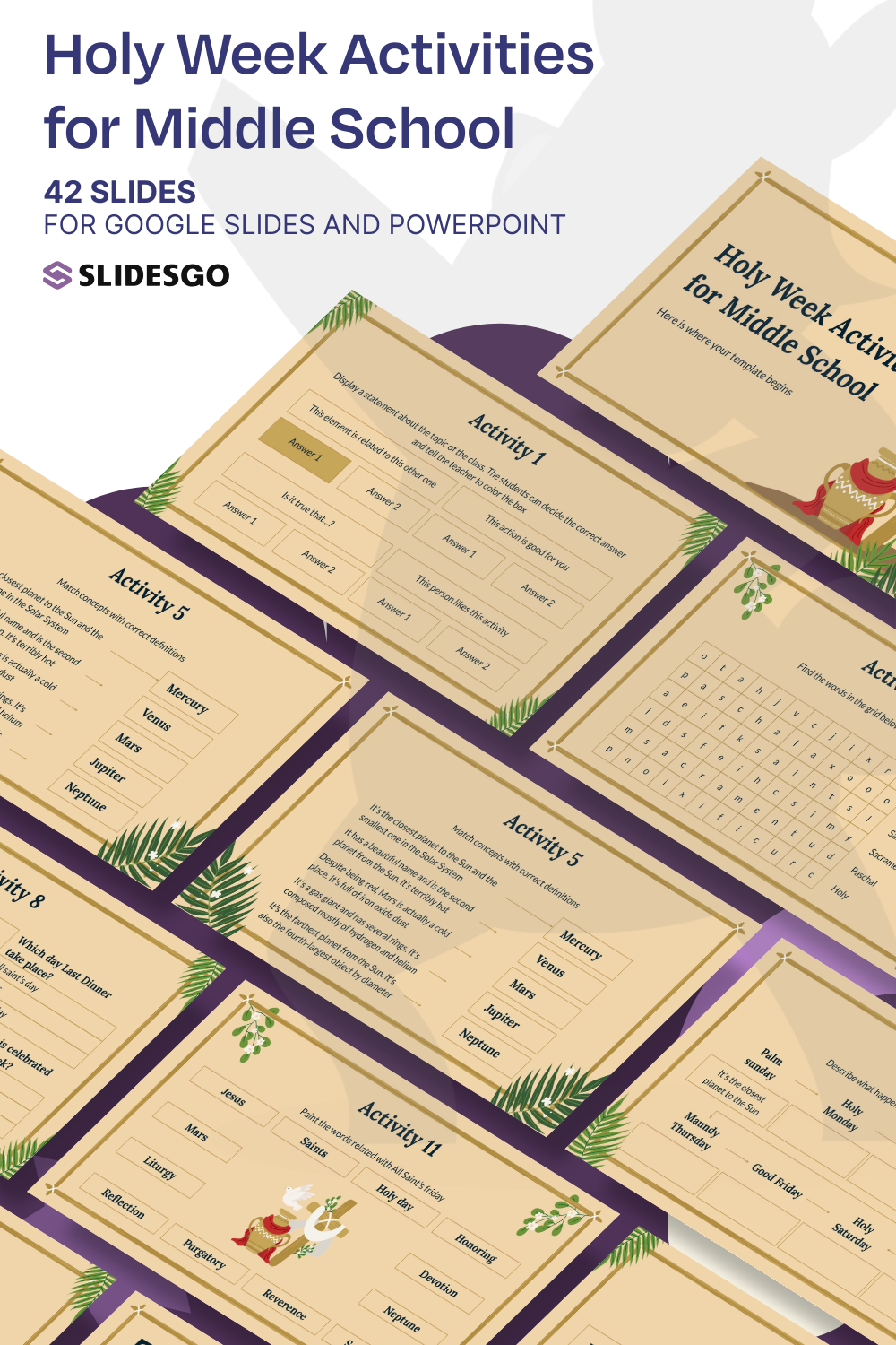 Holy Week Activities for Middle School Presentation