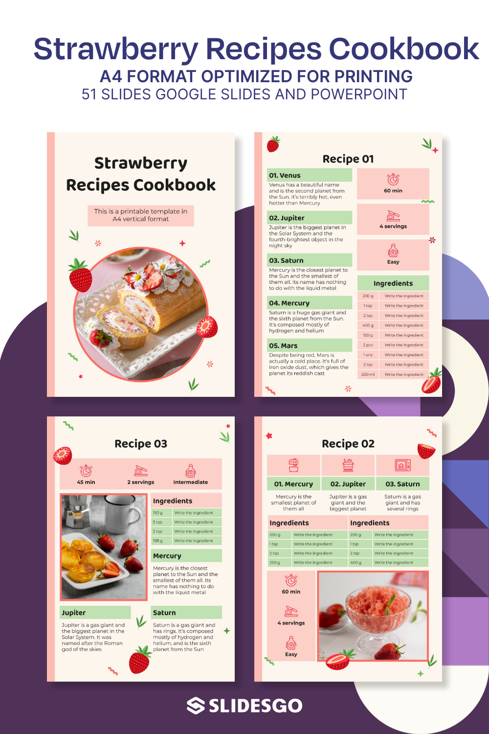 Strawberry Recipes Cookbook Presentation